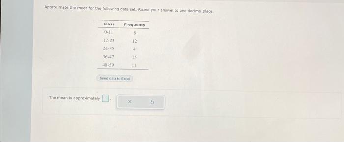 Solved Approximate the mean for the following data set: | Chegg.com