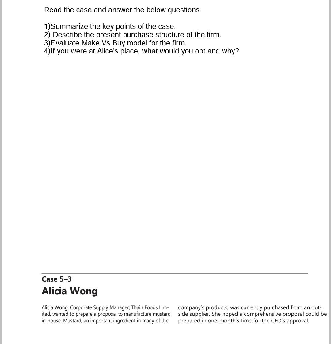 Solved Read the case and answer the below questions | Chegg.com