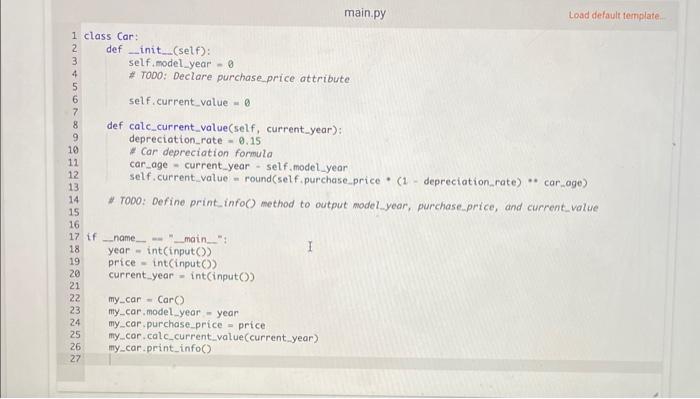 Solved Complefe the Car class by creating an attribute | Chegg.com