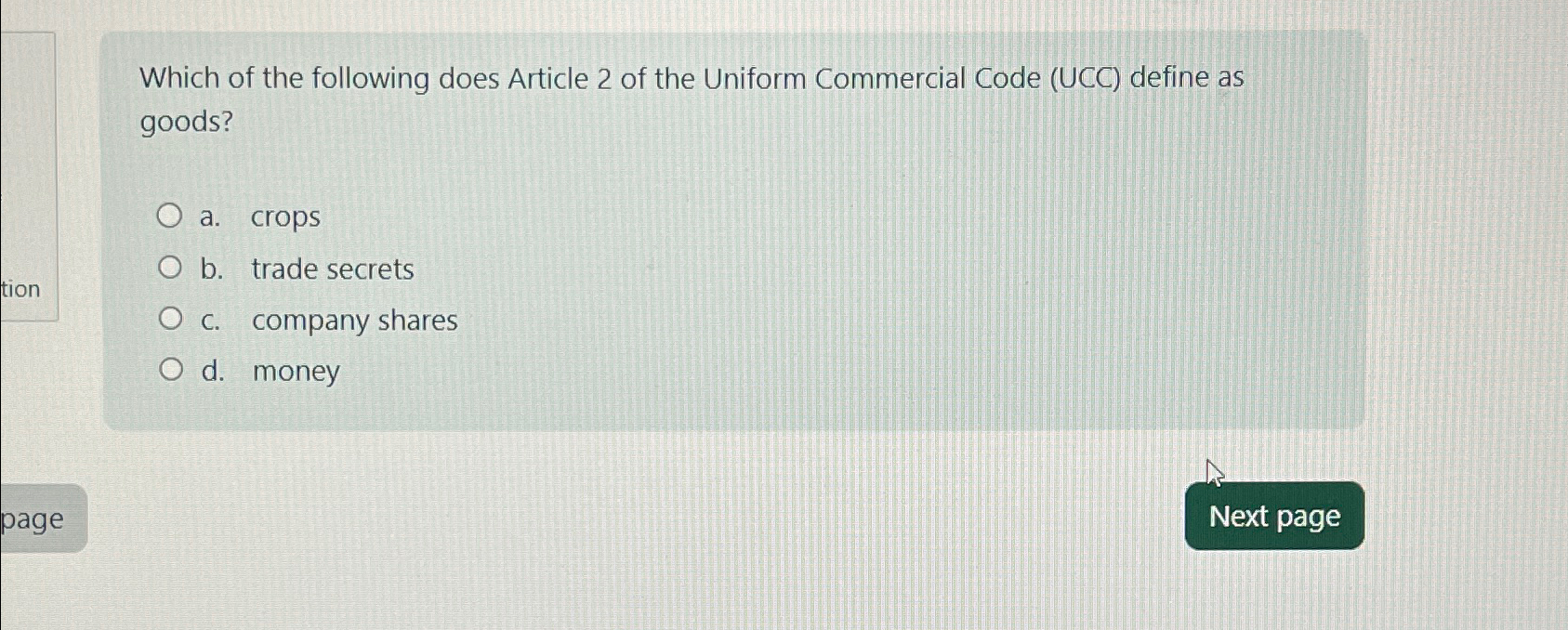 Solved Which of the following does Article 2 ﻿of the Uniform | Chegg.com