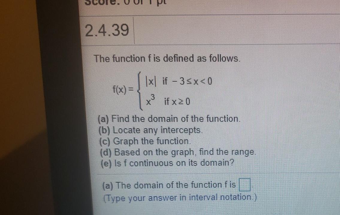 Solved 2.4.39 The function f is defined as follows. xif | Chegg.com