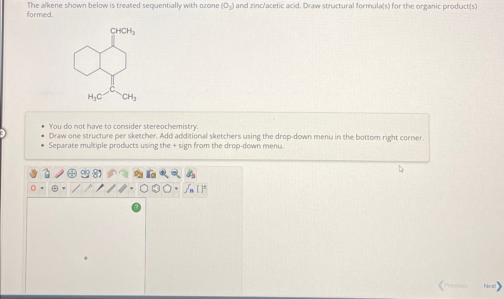 Solved The alkene shown below is treated sequentially with | Chegg.com