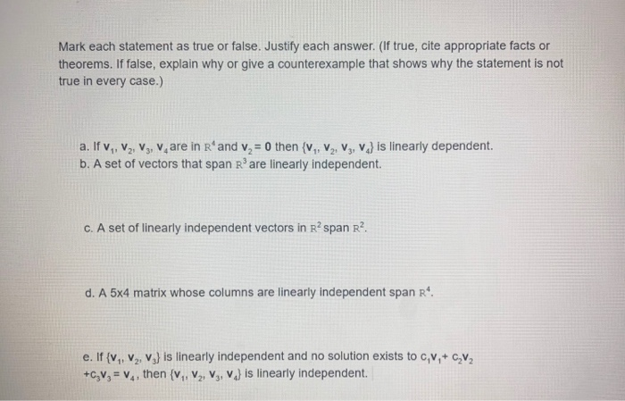 Solved Mark each statement as true or false. Justify each | Chegg.com