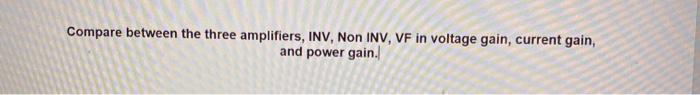 Solved Compare between the three amplifiers, INV, Non INV, | Chegg.com