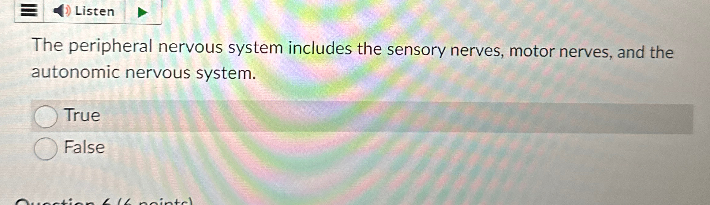 Solved ListenThe peripheral nervous system includes the | Chegg.com