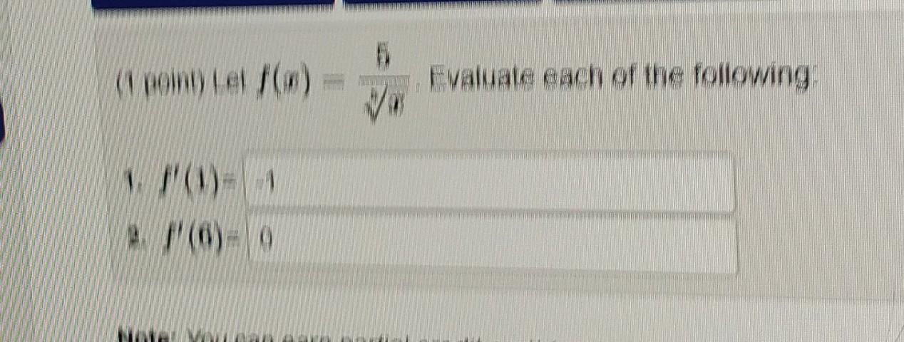 Solved (1 point) (et f(x)=4x5. Evaluate each of the | Chegg.com