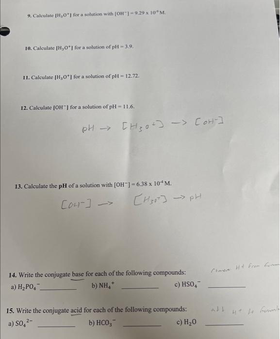 Solved 9. Calculate [H3O+]for a solution with | Chegg.com