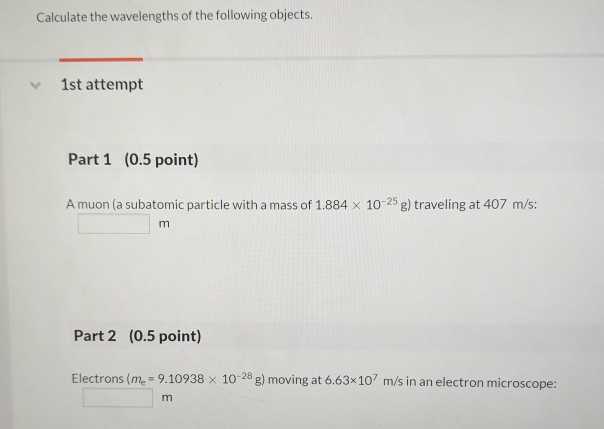 Solved calculate the wavelengths of the following objects. | Chegg.com
