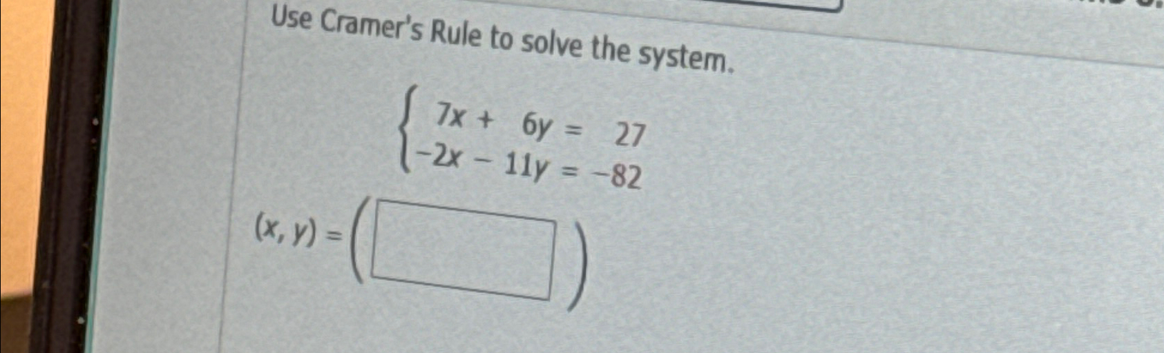 Solved Use Cramer's Rule to solve the | Chegg.com