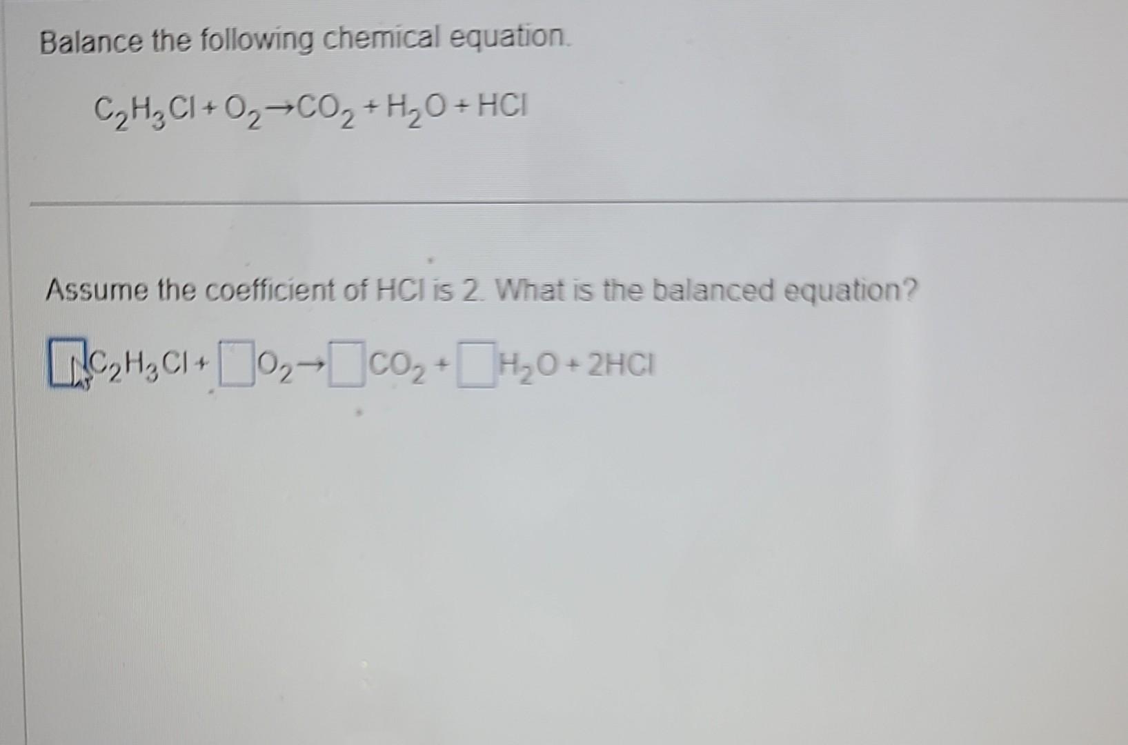 Solved Balance the following chemical equation. | Chegg.com