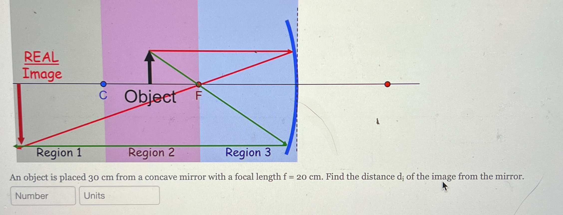 Solved An object is placed 30cm ﻿from a concave mirror with | Chegg.com