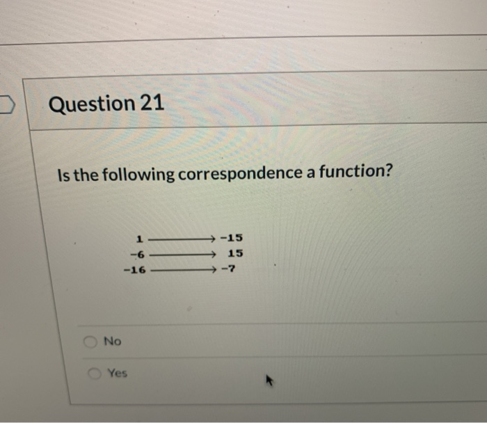 Solved Question 21 Is the following correspondence a | Chegg.com