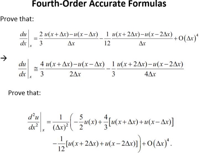 Solved Fourth-Order Accurate Formulas Prove that: du dx | 2 | Chegg.com