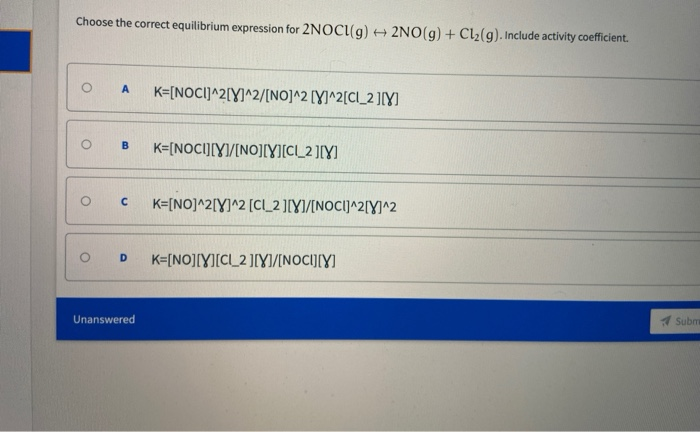 Solved Choose the correct equilibrium expression for | Chegg.com