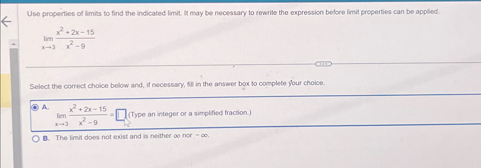 Solved Use properties of limits to find the indicated limit. | Chegg.com