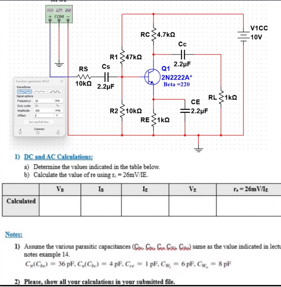 Solved DC and AC Calculations:a) ﻿Determine the values | Chegg.com