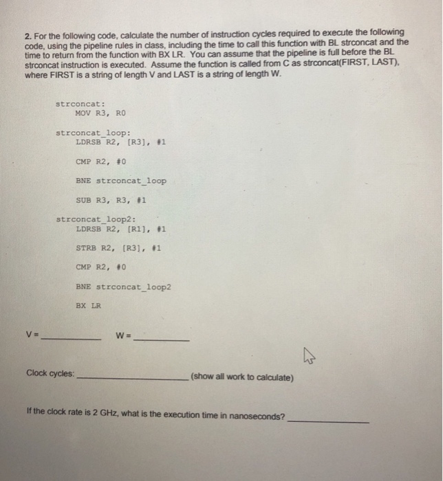 2. For the following code, calculate the number of | Chegg.com