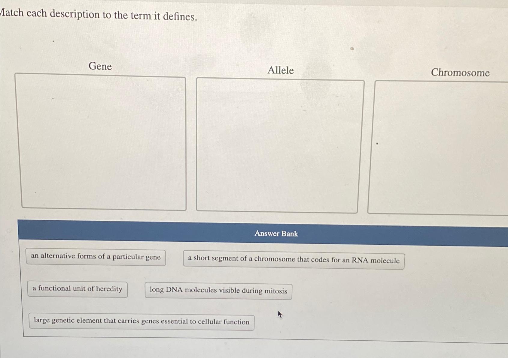 Solved Match each description to the term it | Chegg.com