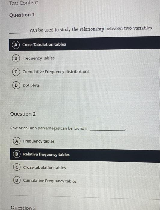 Solved Test Content Question 1 can be used to study the | Chegg.com