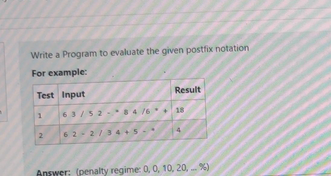 Solved Write a Program to evaluate the given postfix | Chegg.com