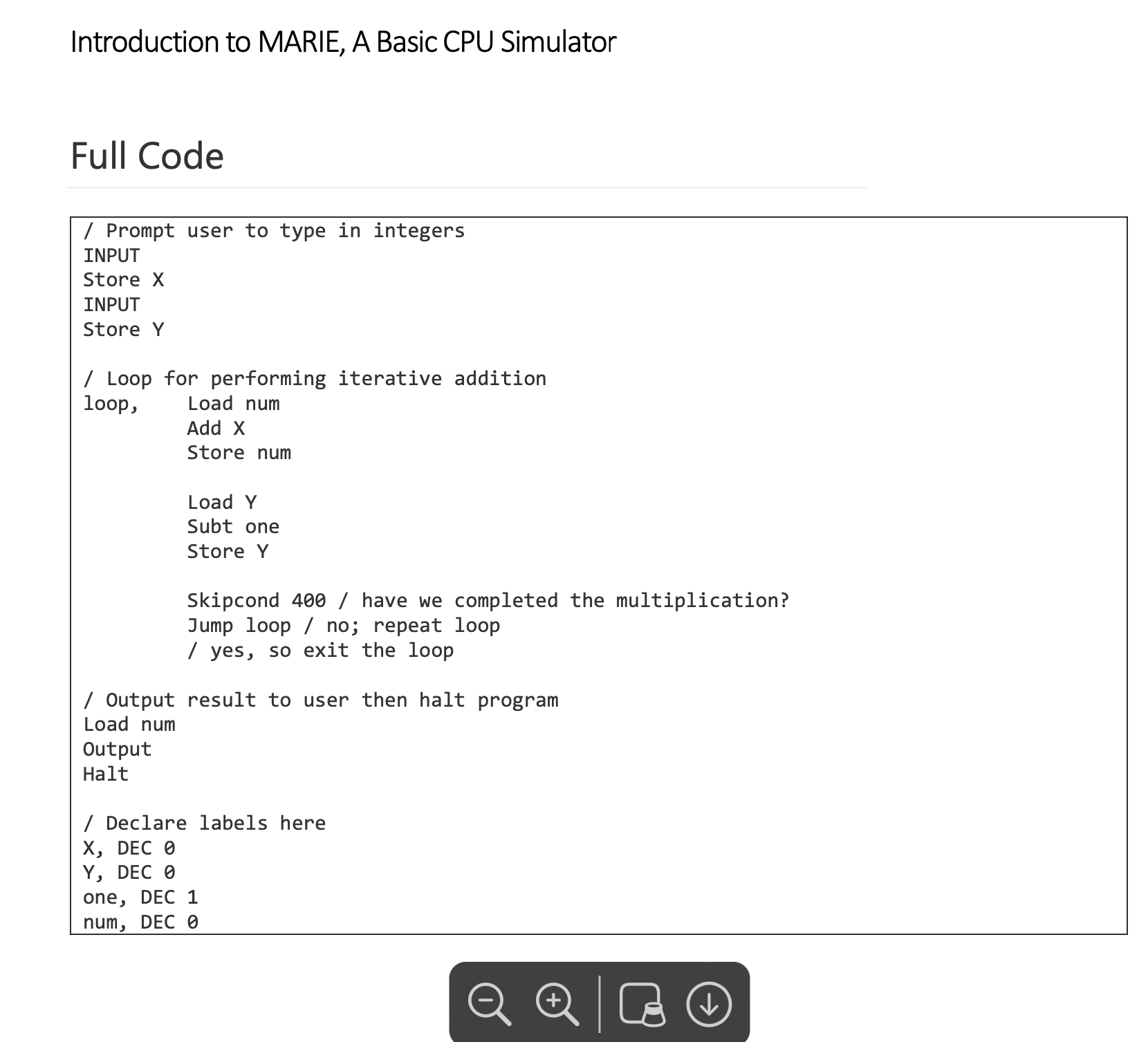 Solved Using MARIE assembly language, write a multiplication | Chegg.com