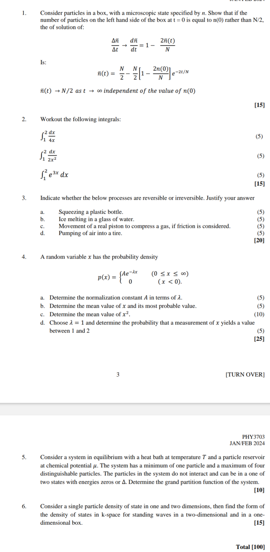 Solved 1.2.5.Consider particles in a box, with a microscopic | Chegg.com