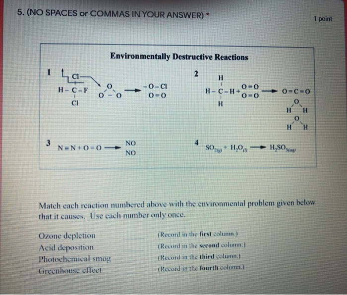 Solved 5. (NO SPACES or COMMAS IN YOUR ANSWER) * 1 point | Chegg.com