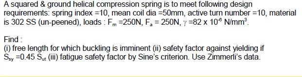 Solved A squared & ground helical compression spring is to | Chegg.com