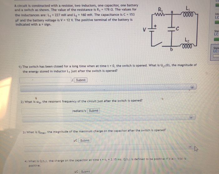 Solved A circuit is constructed with a resistor, two | Chegg.com