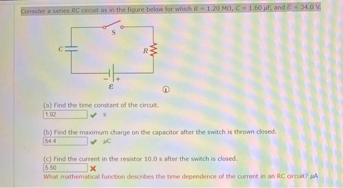 Solved Consider a series RC circuit as in the figure below | Chegg.com
