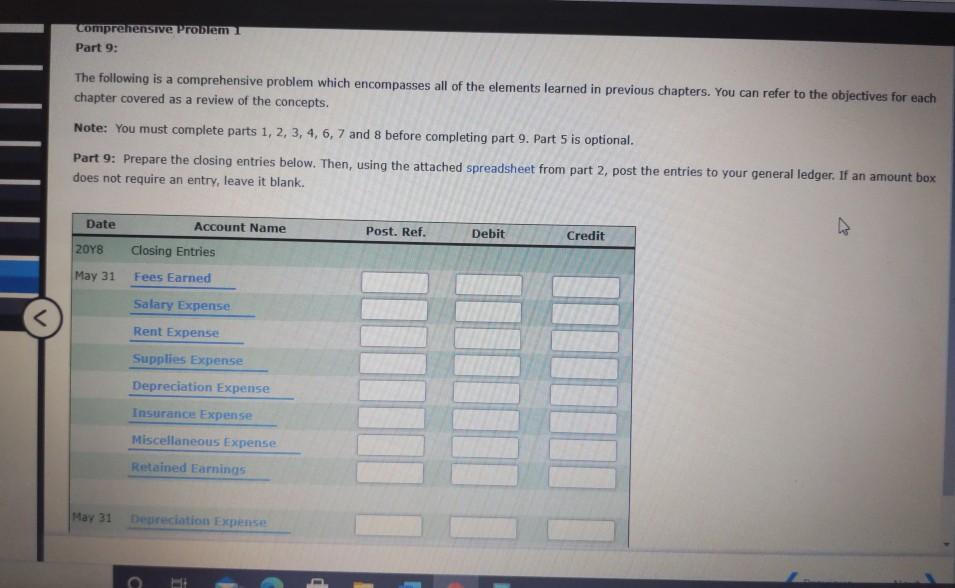 Solved Comprehensive Problem Part 9: The following is a | Chegg.com Solved Comprehensive Problem Part 9: The following is a | Chegg.com