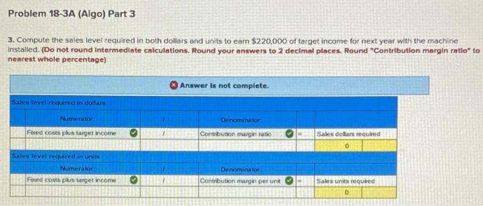 Solved Required Information Problem 18-3A (Algo) Break-even | Chegg.com