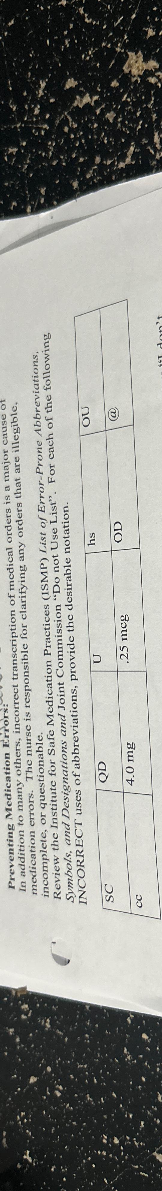 Solved In addition todication Errors: medication errors. The | Chegg.com