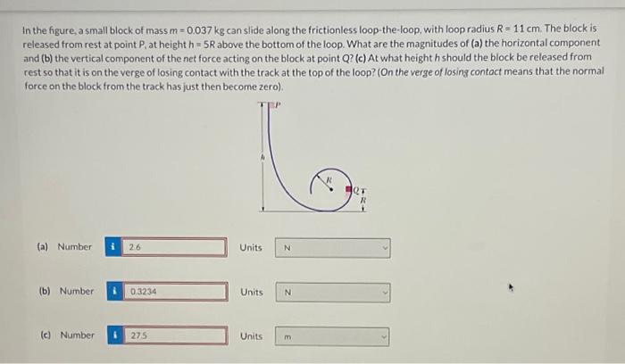 Solved In the figure, a small block of mass m=0.037 kg can | Chegg.com