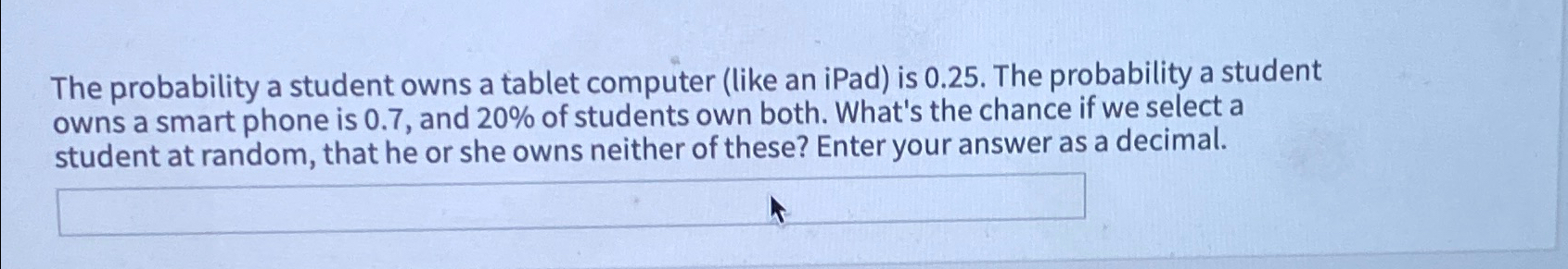 Solved The probability a student owns a tablet computer | Chegg.com