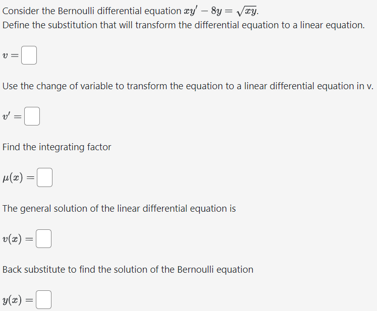 Solved Consider the Bernoulli differential equation | Chegg.com
