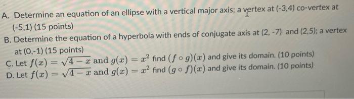 Solved A. Determine an equation of an ellipse with a | Chegg.com