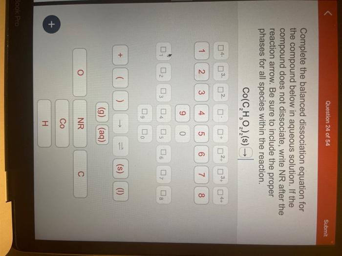 Solved Complete the balanced dissociation equation for the | Chegg.com
