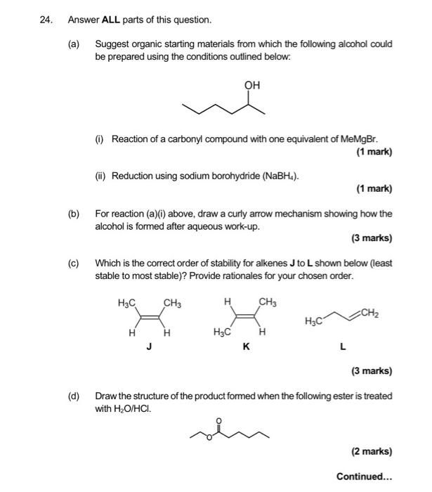 Solved 24. Answer ALL parts of this question. (a) Suggest | Chegg.com