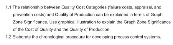 Solved 1.1 The relationship between Quality Cost Categories | Chegg.com