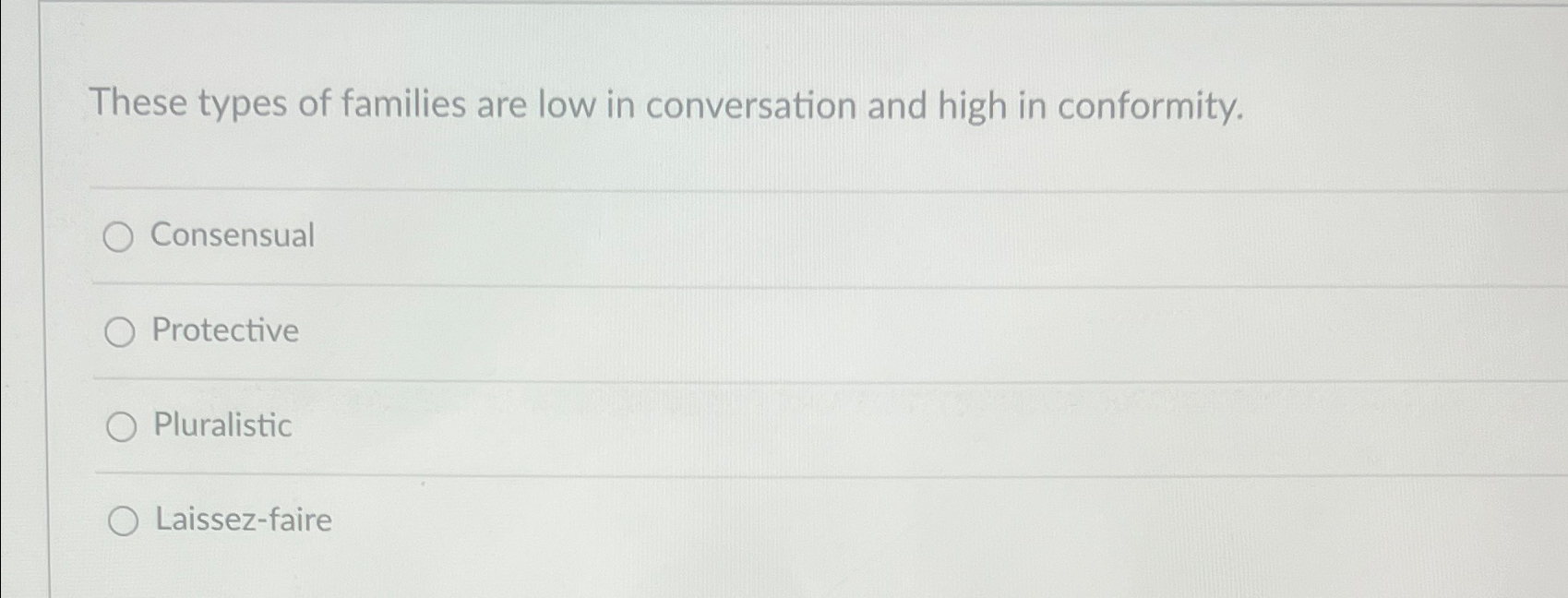 Solved These types of families are low in conversation and | Chegg.com