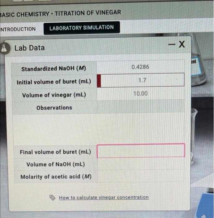 Solved BASIC CHEMISTRY. TITRATION OF VINEGAR INTRODUCTION | Chegg.com Solved BASIC CHEMISTRY. TITRATION OF VINEGAR INTRODUCTION | Chegg.com