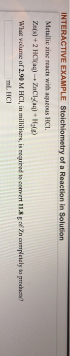 Solved INTERACTIVE EXAMPLE Stoichiometry of a Reaction in | Chegg.com