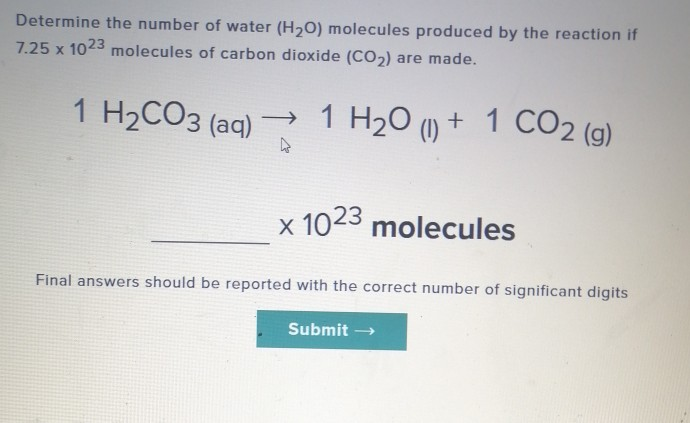Solved Determine the number of water (H20) molecules | Chegg.com