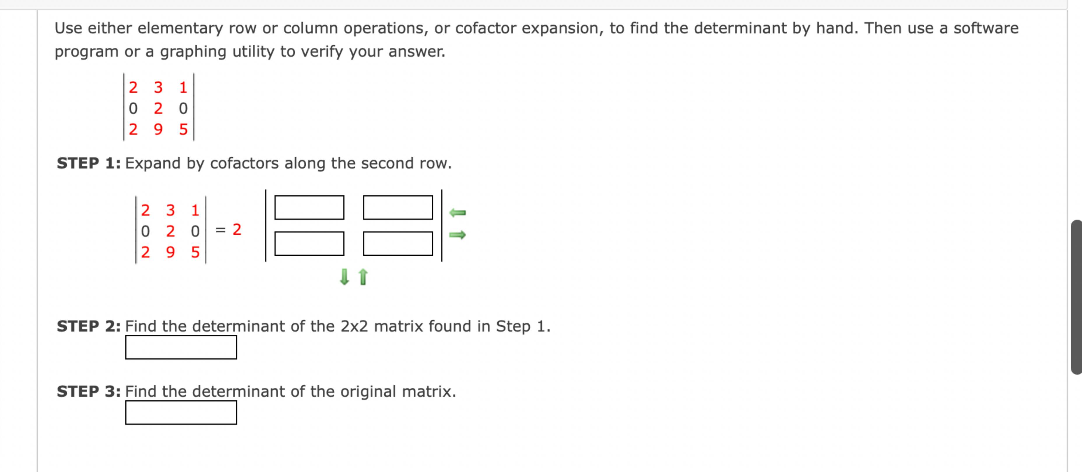 Solved Use either elementary row or column operations, or | Chegg.com