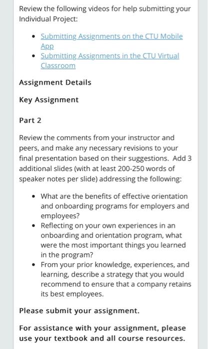 Solved Review the following videos for help submitting your | Chegg.com