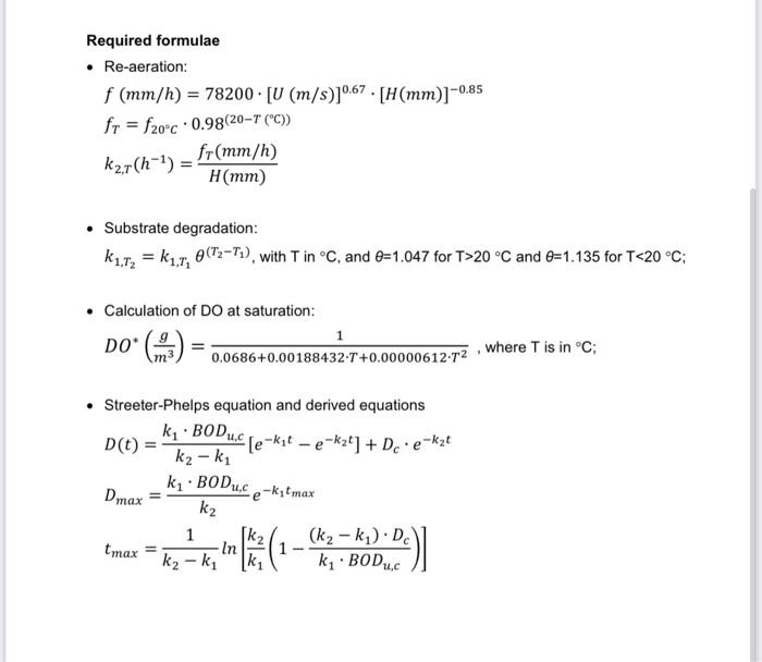 Solved 1. [Oxygen depletion, Streeter-Phelps equation). A | Chegg.com