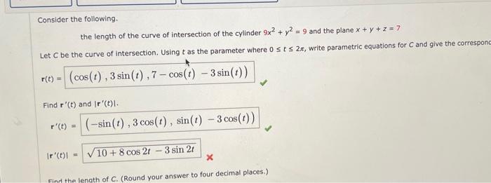 Solved Consider the following. the length of the curve of | Chegg.com