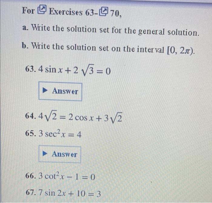 Solved write the solution set for the general solution and | Chegg.com