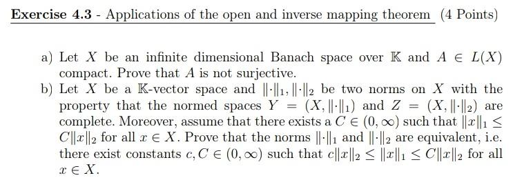 Solved Exercise 4.3 - Applications of the open and inverse | Chegg.com